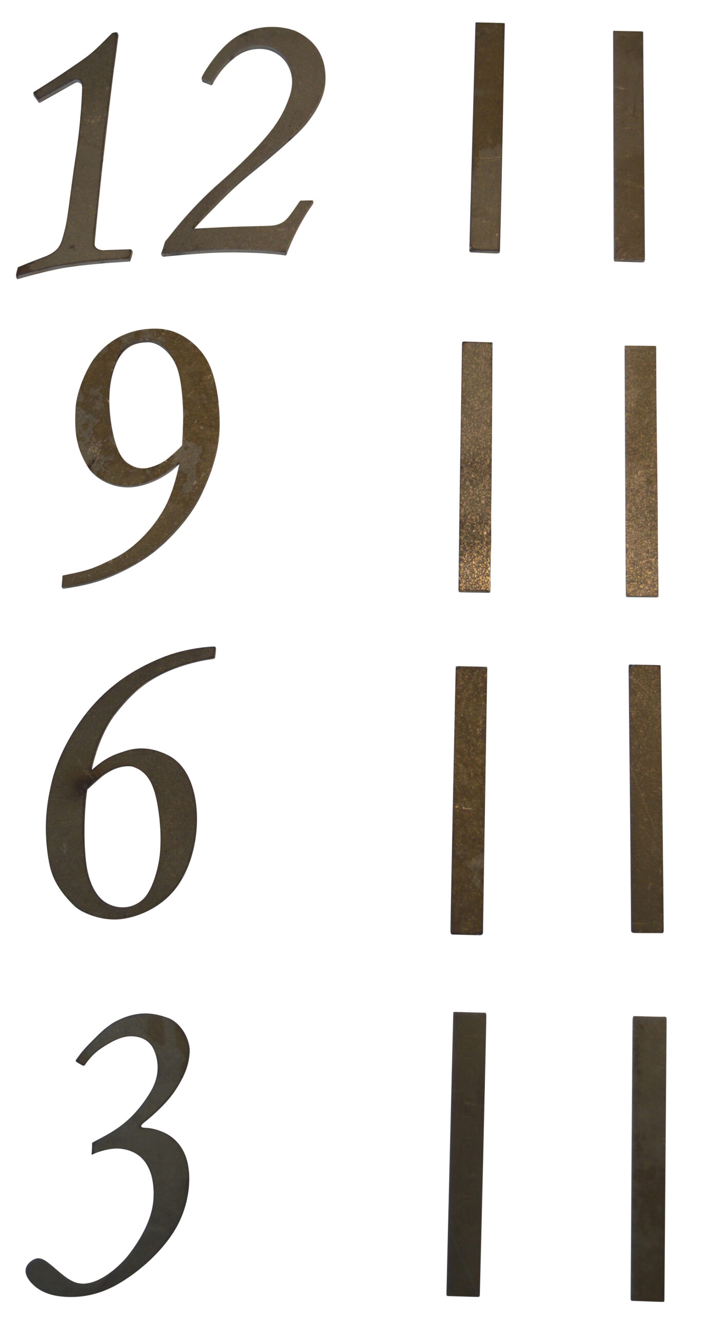 3'' Metal Numbers 1 Set 3,6,9,12 w/ Dashes - Craftime Clockery