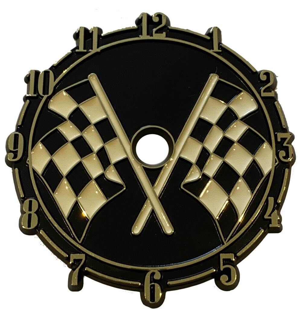 4" Vintage Clock Dial - Racing Flag - Craftime Clockery