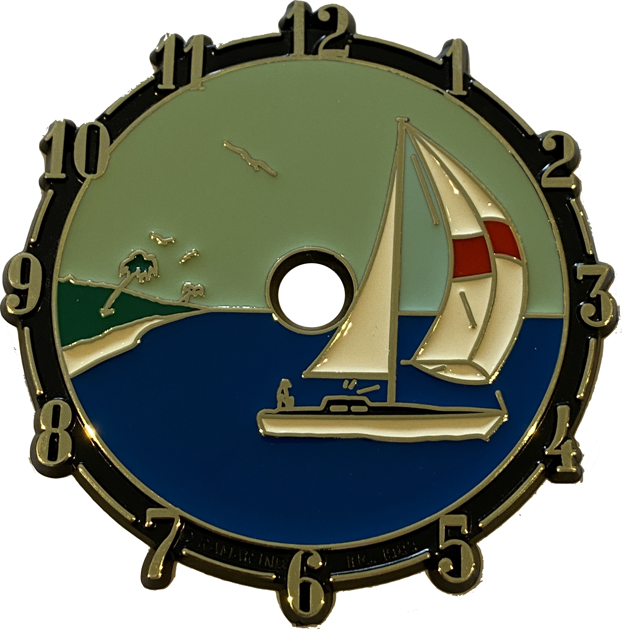 6" Vintage Clock Dial - Sailboat - Craftime Clockery